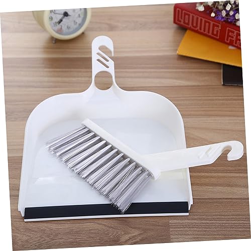 OHPHCALL 2 Sets Cleaning Brush Computer Broom Pet Broom Dust Pans with Brush Broom Small Sweeping Broom Toy Broom Mini Broom Desktop Dustpans Kid Broom Small Brush Plastic White