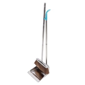 amosfun 1 set stainless steel trash shovel rubbish dustpan standing broom and dustpan house sweeping broom hand broom and dustpan dustpans with broom dust brush grass concrete broom silver