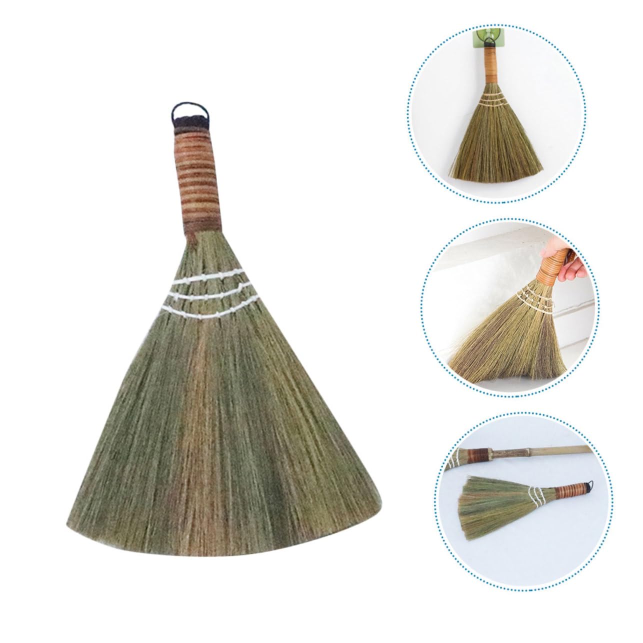 CIYODO Straw Broom Cleaning Brush Table Broom Hand-Made Broom Desk Dust Broom Cleaning Broom Desktop Small Broom Short Handle Broom Hand Broom Household Dust Brush Whisk Broom Desk Broom