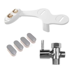 luxe bidet neo 120 gold, toilet seat bumpers, and shut-off valve t-adapter bundle