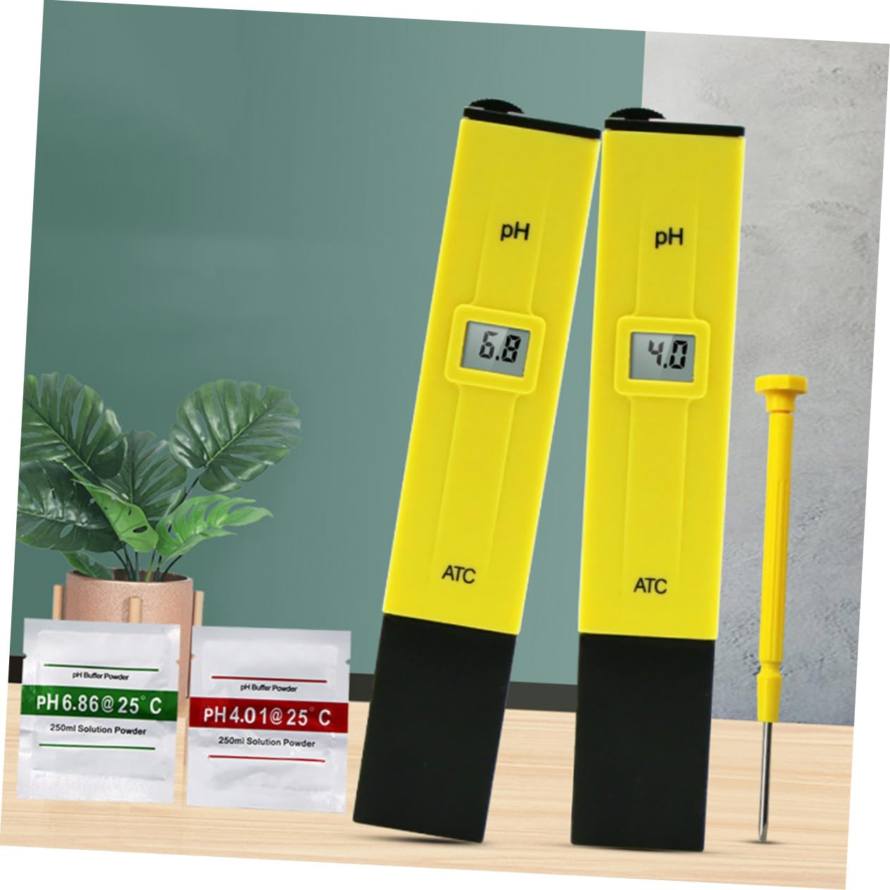 BUGUUYO Ph Measurement Portable Ph Pen Water Ph Pen Ph Tester Digital Water Tester Ph Meter Pen Fish Tank Ph Tester Digital Ph Pen Ph Test Pen LCD Ph Pen Pool Ph Tester Yellow