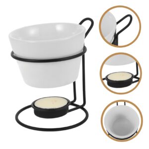 2 Sets Set Butter Heating Stove Chocolate Butter Melting Pot Candle Making Pot Cheese Warmers Butter Melter Butter Warmers for Seafood Ceramic Cheese Warmer Melting Fondue Pot Iron Garneck