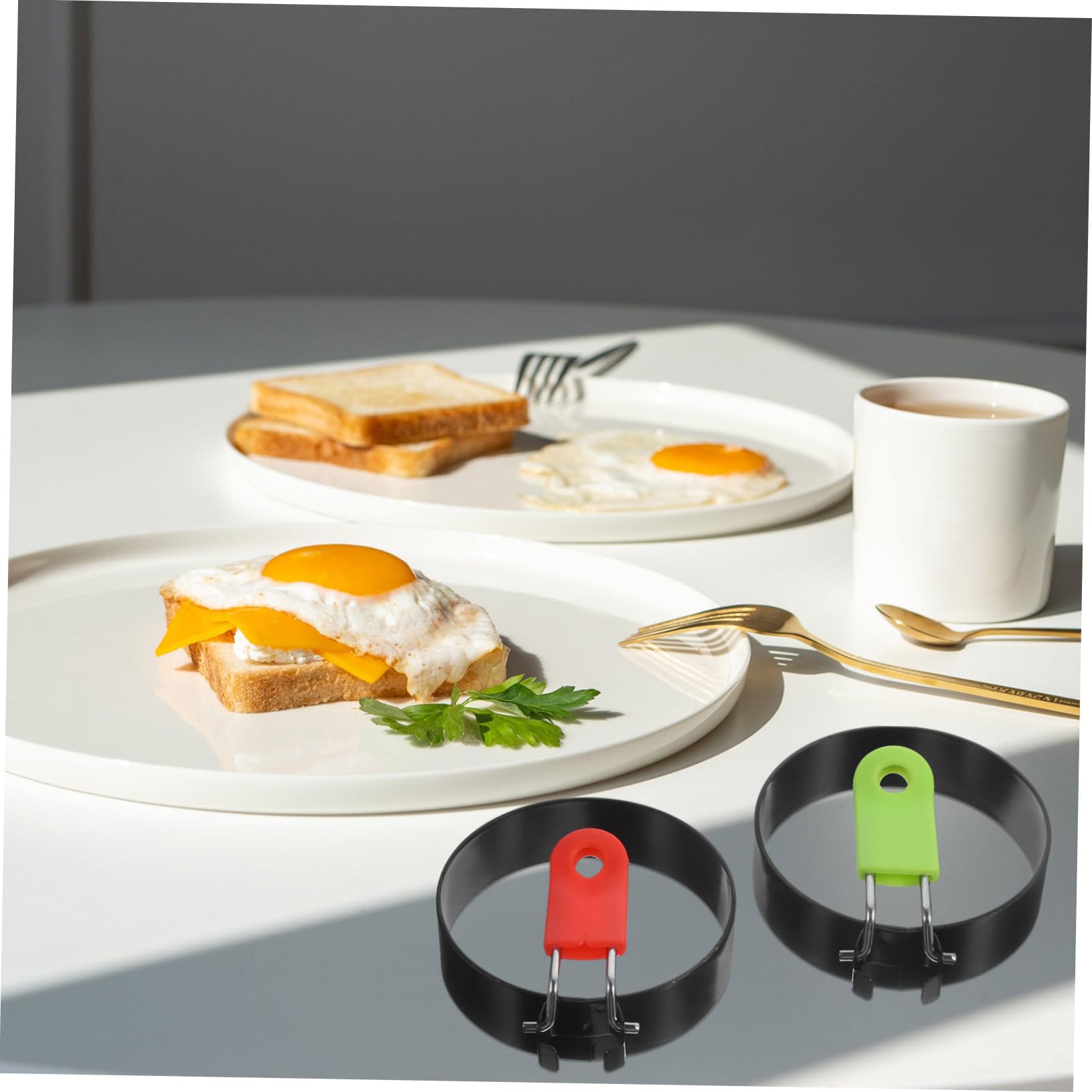 FUNOMOCYA 2pcs Round Mold Circle Fried Egg Molde De Para Resina Frying Egg Shaper Egg Cooking Circles Round Egg Rings Fried Pancake Omelets Mold Egg Mold Ring Fried Egg Molds Black Silicone