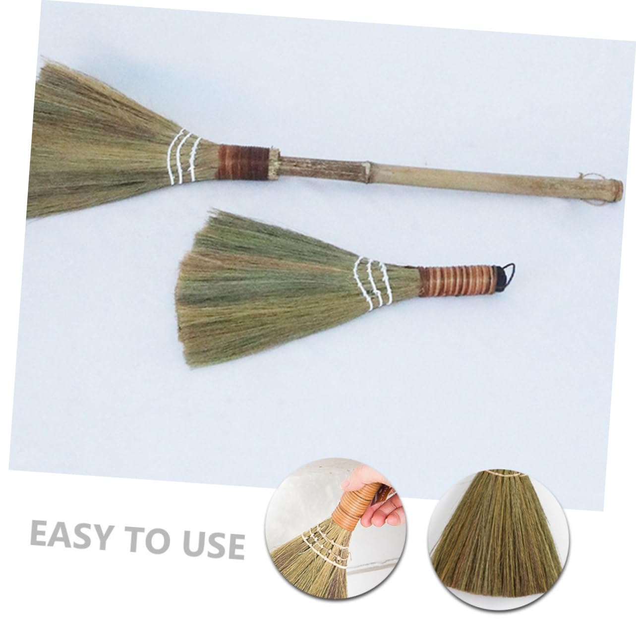 CIYODO Straw Broom Cleaning Brush Table Broom Hand-Made Broom Desk Dust Broom Cleaning Broom Desktop Small Broom Short Handle Broom Hand Broom Household Dust Brush Whisk Broom Desk Broom