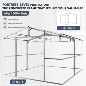 10x12x7 FT Metal Shed Outdoor Storage with Reinforcement, Natural Lighting Tool Sheds with Translucent Roof Panels, Windows, and Lockable Doors, Ideal for Garden, Backyard, and Patio