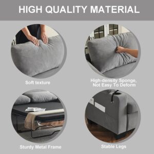 NHX 74” Pull Out Sofa Bed Sleeper Couch with Memory Foam Mattress, Queen Size Sofa, Full Size Mattress Modern,Loveseat Sleeper for Living Room, Full Size (Dark Grey, Full)