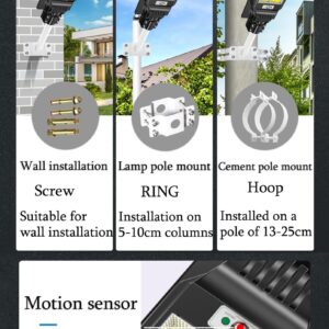 ZXXHNNAIH Solar Street Light Solar Motion Sensor Outdoor Lights, Solar Street Light IP66 Waterproof for Basketball Court Garage Camping