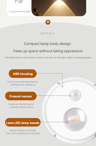 Cat's Eye Small Round Motion Sensor Light Build in Rechargeable Battery Magnetic LED Ceiling Light for Cupboard,Storage Rack,Entrance Hall,Wine Cabinet. (4 Packs)