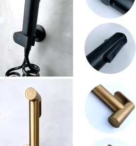 New Bidet Sprayer Set Solid Brass Body with Open and Close Switch ABS Plastic Bathroom Toilet Fixture (Black PVC Hose)