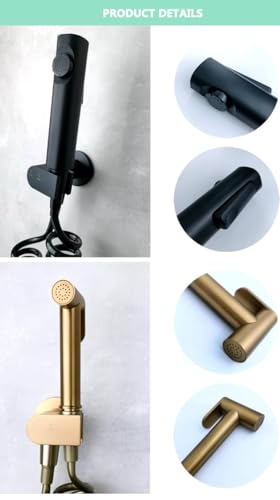 New Bidet Sprayer Set Solid Brass Body with Open and Close Switch ABS Plastic Bathroom Toilet Fixture (Black PVC Hose)