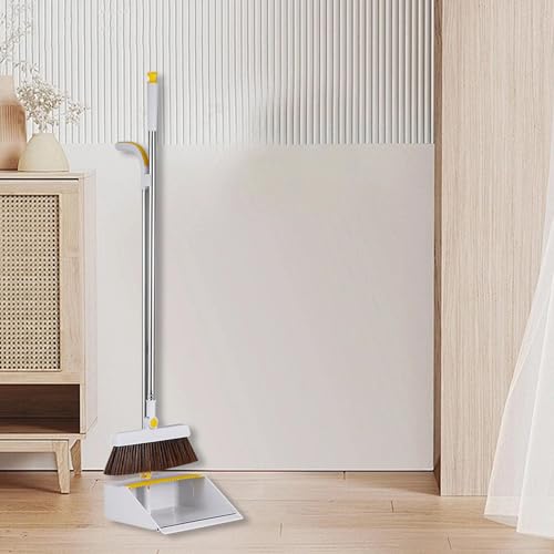 Broom with Dustpan Combo Set Brooms and Dustpan Set Double-Layer Scraper Foldable Dustpan Sweeping Brooms 180-degree Rotatable Brooms for Vertical Storage Broom Set Dust Pan and Broom Set