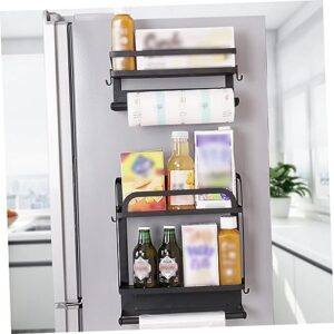 FUNOMOCYA Refrigerator Shelf Sundries Storage Container Magnetic Storage Rack Storage Stand Storage Shelf Single Layer Rack Storage Shelves Metal Dusting Black