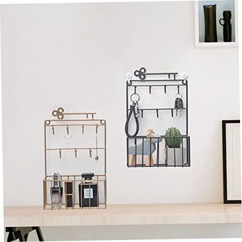 FUNOMOCYA Wall Hanging Shelf Storage Rack with Hooks Wall Mount Shelves Multifunctioanl Storage Hanging Shelf Wire Storage Baskets Pot Rack Hooks Kitchen Wall Storage Basket Black