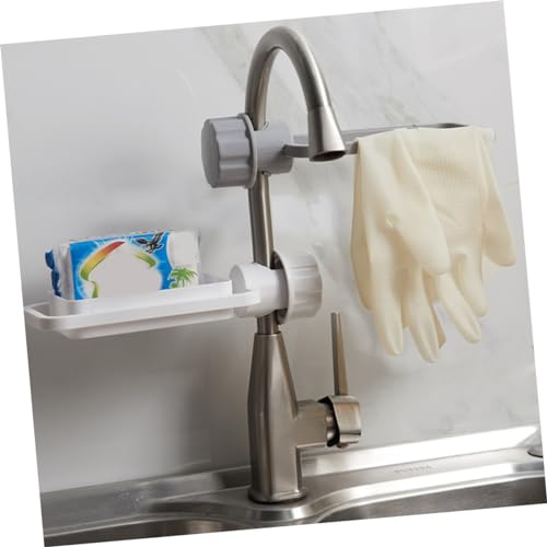 Hoement Faucet Sink Rack Towel Rack Towel Holder Water Draining Rack Faucet Rack Storage Rack for Sponge White