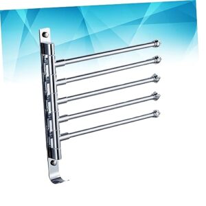 HOLIDYOYO 5 Aluminum Towel Rack Bathroom Clothes Rail Silver Simple Tower Rack Swivel Towel Rack