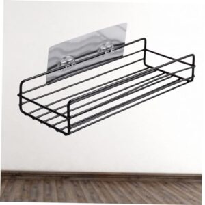 FUNOMOCYA Iron Storage Rack Storage Shelves Storage Shelf Self-Adhesive Storage Rack Kitchen Organizer Wall Mount Rack Black