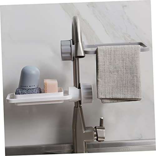 Hoement Faucet Sink Rack Towel Rack Towel Holder Water Draining Rack Faucet Rack Storage Rack for Sponge White