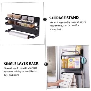 FUNOMOCYA Refrigerator Shelf Sundries Storage Container Magnetic Storage Rack Storage Stand Storage Shelf Single Layer Rack Storage Shelves Metal Dusting Black