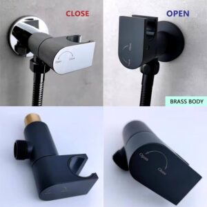 New Bidet Sprayer Set Solid Brass Body with Open and Close Switch ABS Plastic Bathroom Toilet Fixture (Black PVC Hose)