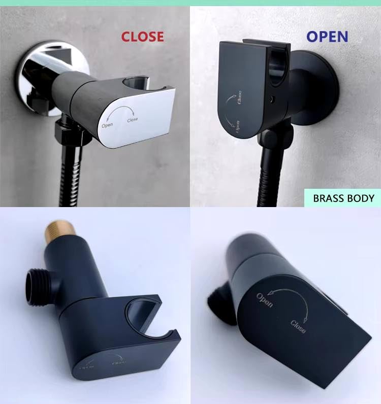 New Bidet Sprayer Set Solid Brass Body with Open and Close Switch ABS Plastic Bathroom Toilet Fixture (Black PVC Hose)