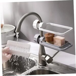 Hoement Faucet Sink Rack Towel Rack Towel Holder Water Draining Rack Faucet Rack Storage Rack for Sponge White