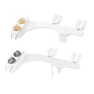 luxe bidet neo 120 plus - value pack of 2 - patented bidet attachments for toilet seat with innovative hinges to clean, slide-in easy install, advanced 360° self-clean (gold and chrome)