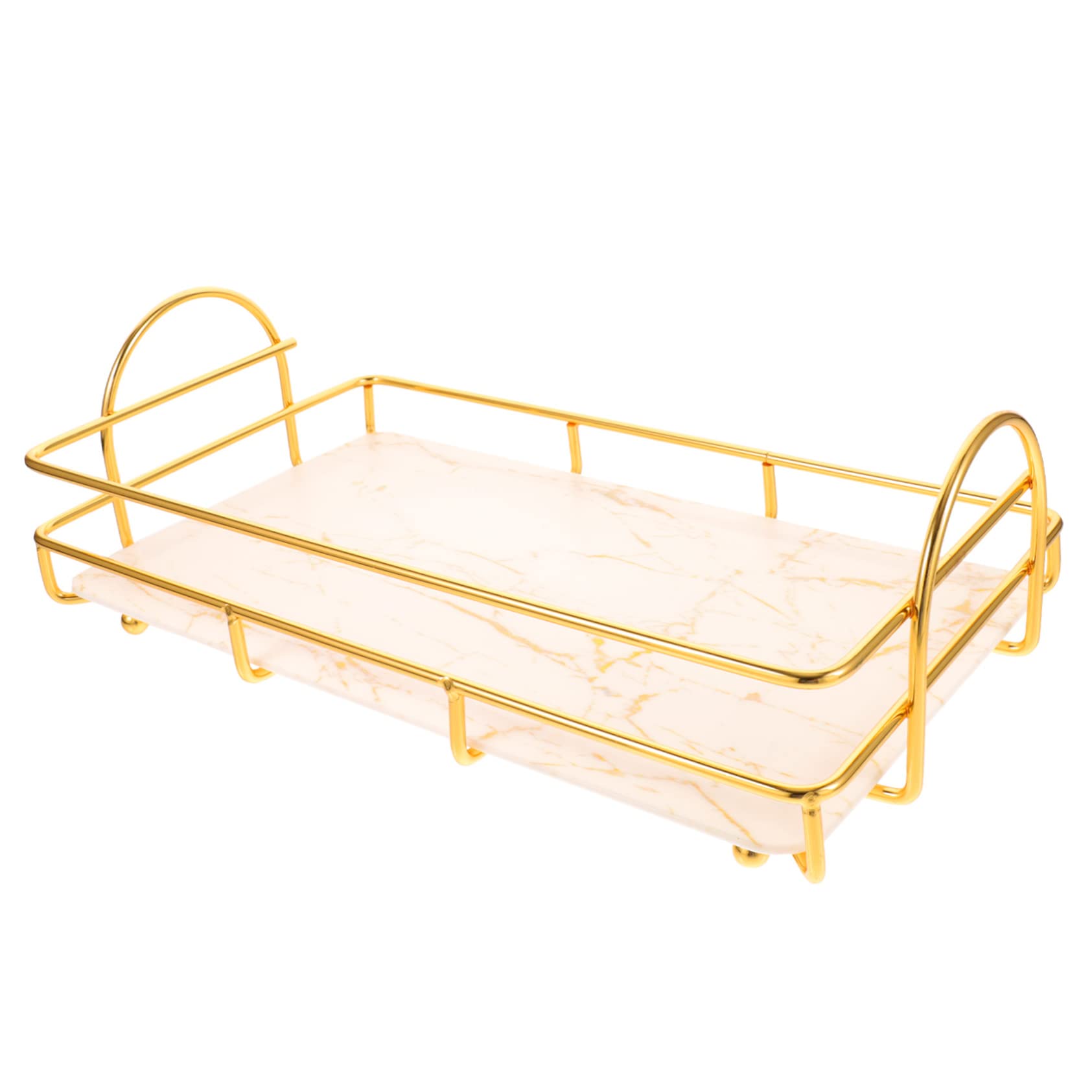 PRETYZOOM Daily Necessities Storage Rack White Serving Tray Gold Dresser Trinket Tray Bathroom Sundries Shelf Cupboard Shelf Perfume Bathtub Trays Dresser Tray Makeup Vanity Desk Alloy