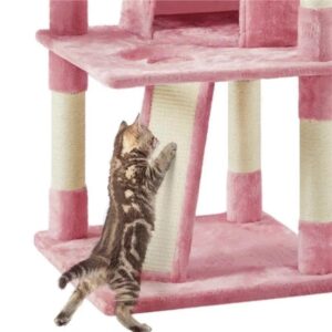 Pink 69” Multi-Level cat Tree with Condos, Scratching Posts & Platforms