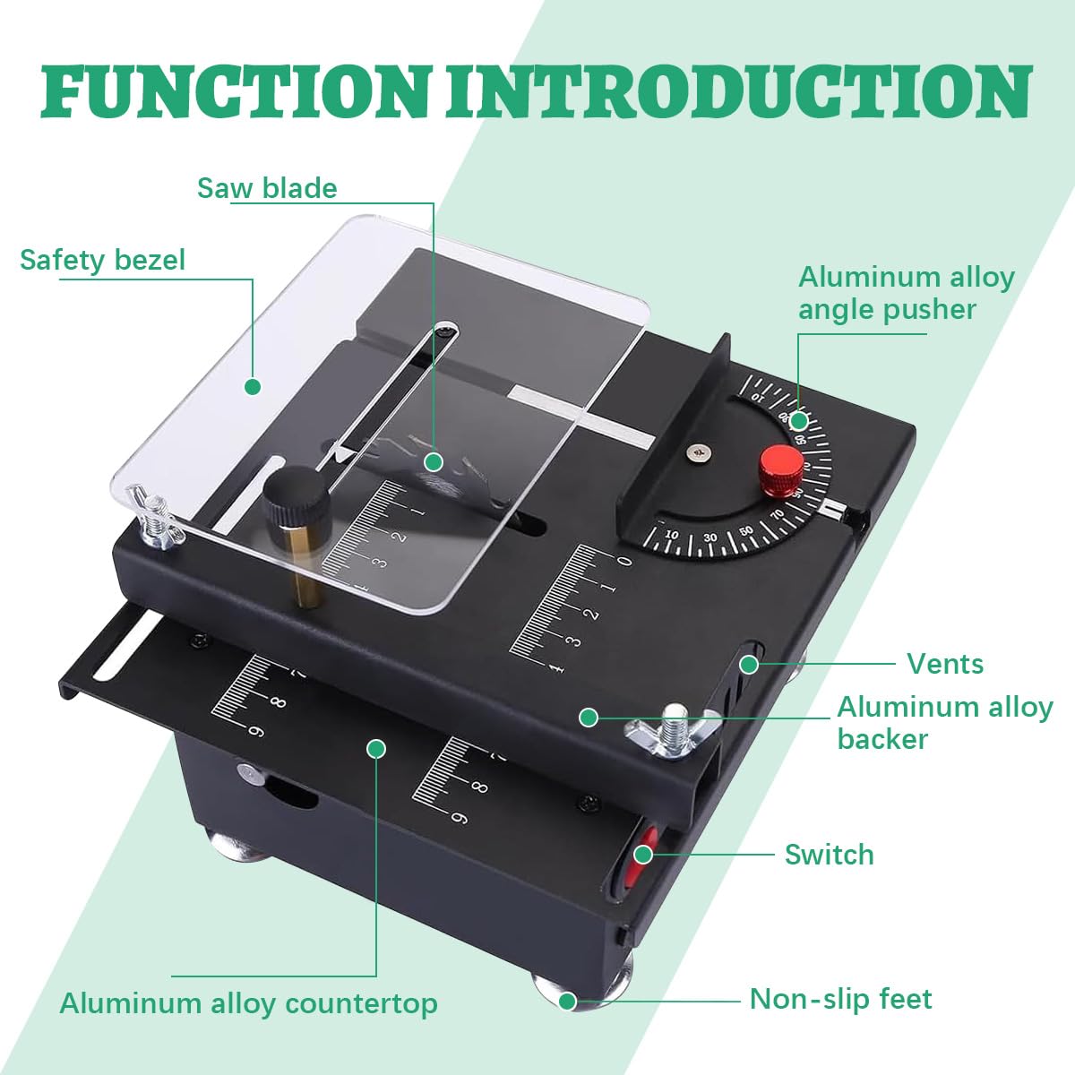 Mini Multi-functional Table Saw, Mini Table Saw for Crafts, Multi-functional Portable Adjustable Cutting Sanding Engraving Drilling All-in-One Machine, Mini Table Saw for Wood Cutting, C-Regular