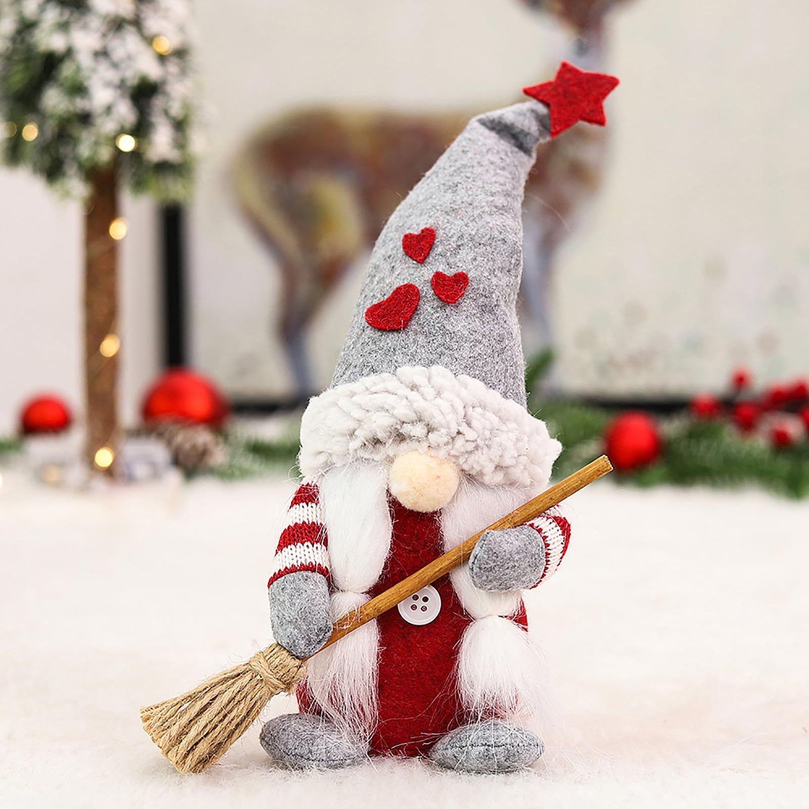 Broom with Dustpan Combo Set Christmas Decorations Home Dolls Decorative Dolls Ornaments Couple Dolls Faceless Dolls Broom Set Dust Pan and Broom Set Small Broom Dust Broom Household Cleaning Tools