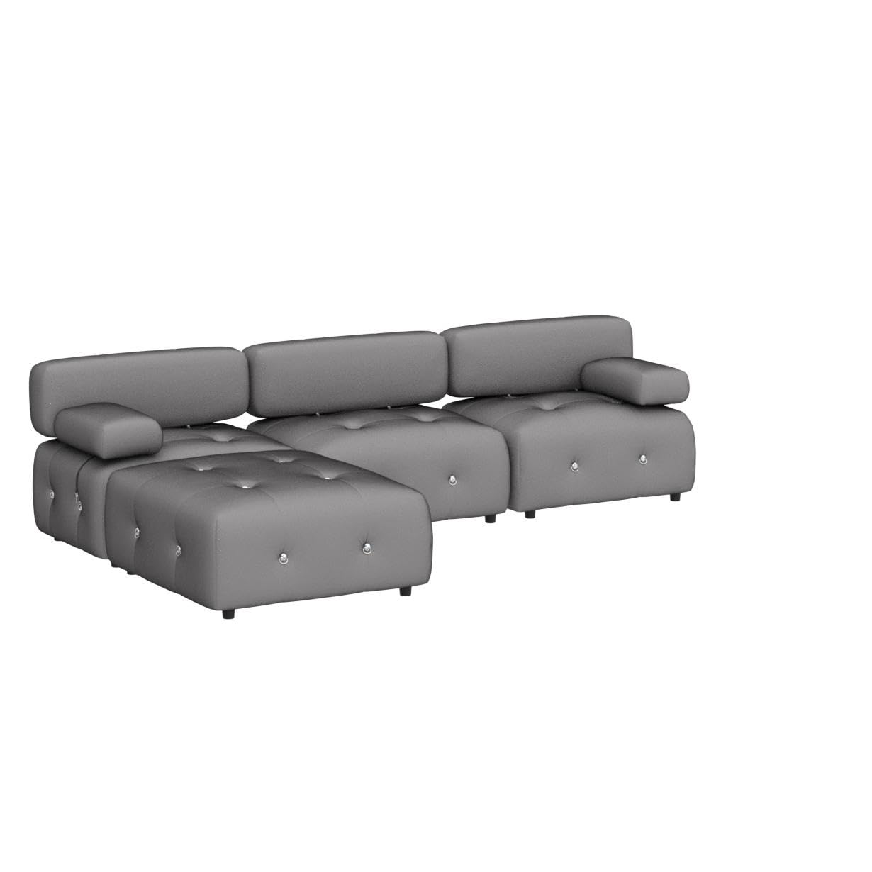 CECER 103" W Convertible Modular Sectional Sofa, L-Shaped Minimalist Velvet Sofas Couch, Luxury Modern 4-Seater Bubble Sofa with Ottoman for Living Room/Office/Apartment-Light Grey