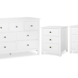 Vikiullf Dresser and Nightstands Sets - 3 Pieces Modern Bedroom Set, White Wooden 7 Drawer Dresser and 3 Drawer Nightstands, Modern Bedroom Furniture Set