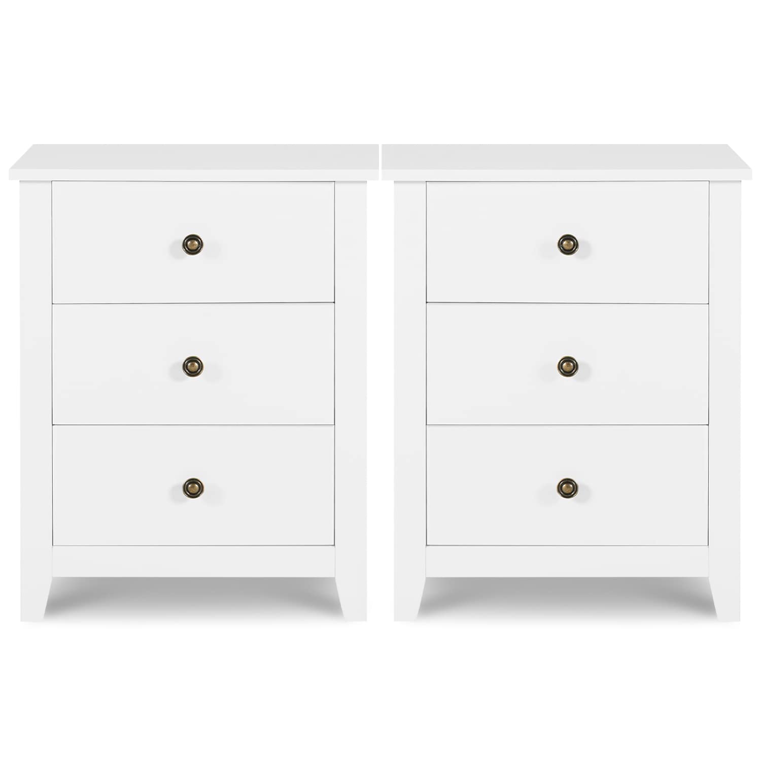 Vikiullf Dresser and Nightstands Sets - 3 Pieces Modern Bedroom Set, White Wooden 7 Drawer Dresser and 3 Drawer Nightstands, Modern Bedroom Furniture Set