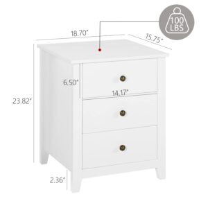 Vikiullf Dresser and Nightstands Sets - 3 Pieces Modern Bedroom Set, White Wooden 7 Drawer Dresser and 3 Drawer Nightstands, Modern Bedroom Furniture Set