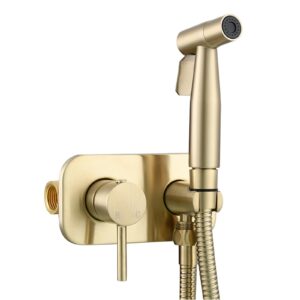 handheld bidet toilet sprayer,brushed gold bidet sprayer for toilet hot and cold water,304 stainless steel baby cloth diaper sprayer kit for cleaning