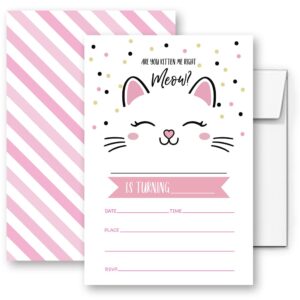 loahak kitty cat birthday invitation, cat birthday invitations, cats party invitations kitty cards for children kids birthday party. (050)