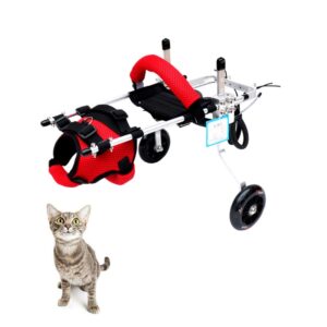 cat wheelchair adjustable 2 wheels pet wheelchair lightweight cat barrier wheels for rehabilitation aid for the back legs of aging, disabled, injured, arthritis, weak cats/pets (m)