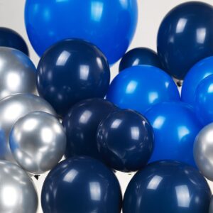 Navy Blue and Silver balloon Garland Kit 132PCS dark blue with starburst Balloons Arch for baby shower boy 1st birthday party anniversary 2024 graduation ceremony decorations