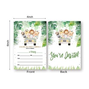 LoaHak Party Animal Birthday Decorations, Jungle Animals Party Celebration, Animals Invitations For Kids Birthday. (070)