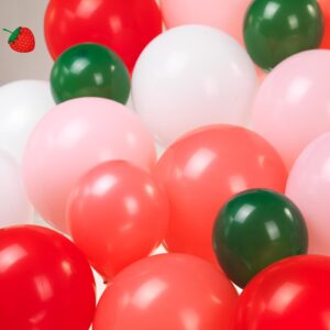 Red Pink Green Strawberry Balloon garland arch kit 130pcs with large mylar berry balloon for Sweet One baby girl fruit theme Berry first 1st Birthday Party Decorations