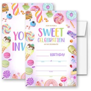 loahak sweets candy birthday invitations, sweet celebration birthday invitation, sweets candy theme birthday party invitation cards. (068)