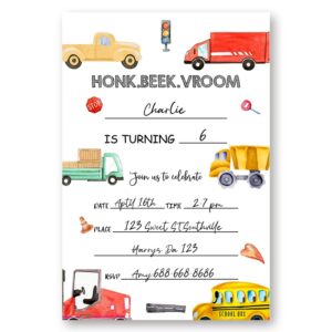 LoaHak Transportation Birthday Invitations, Transportation Birthday Invitation, Transportation Theme Birthday Party Invitation Cards. (047)