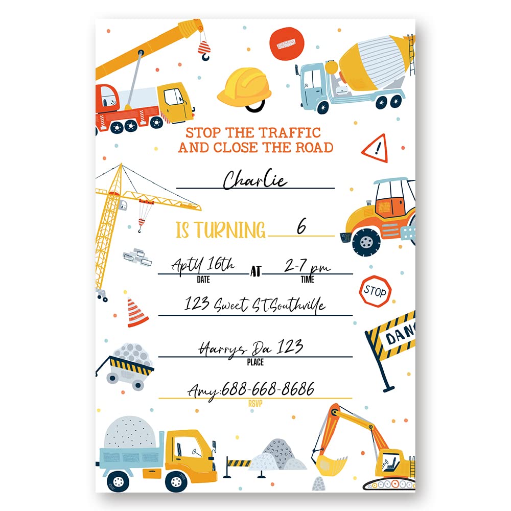 LoaHak Transportation Birthday Invitations, Transportation Birthday Party Invitation, Transportation Theme Birthday Party Invitation Cards. (072)