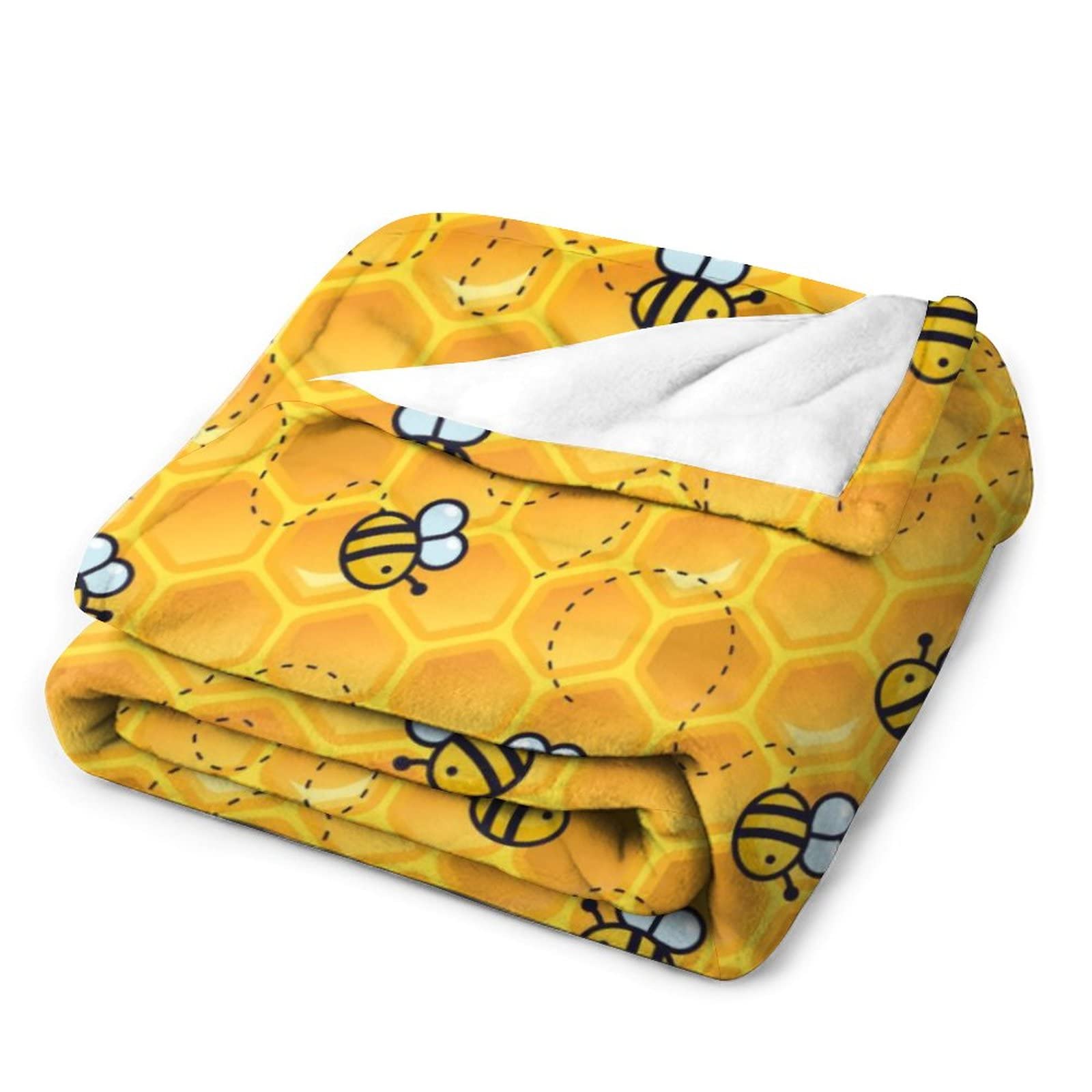 Bee Blanket Gifts - 40x50 Inches Cute Throw Blanket for Women & Girls - Yellow Soft Fuzzy Plush Blankets for Couch, Sofa