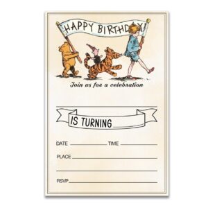 dolimifa classic winnie the pooh birthday invitations fill in style bear winnie happy birthday invites, 20 count with envelopes