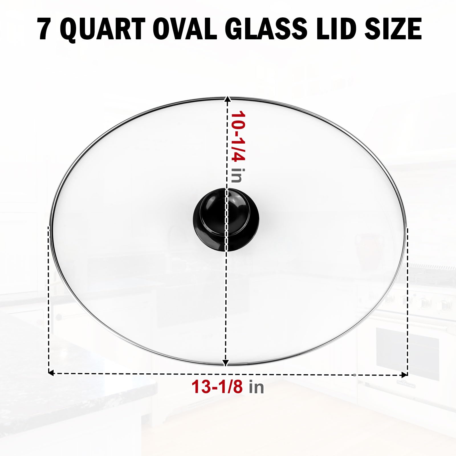 Oval Glass Lid 7 Quart Fits for Hamilton Beach Slow Cooker Lid & Rival Crock Pot Slow Cooker 33176,33172,33473,3317,SCV700SS,SCV702,SCCPVP700-S Replacement Oval 7 Quart Lids