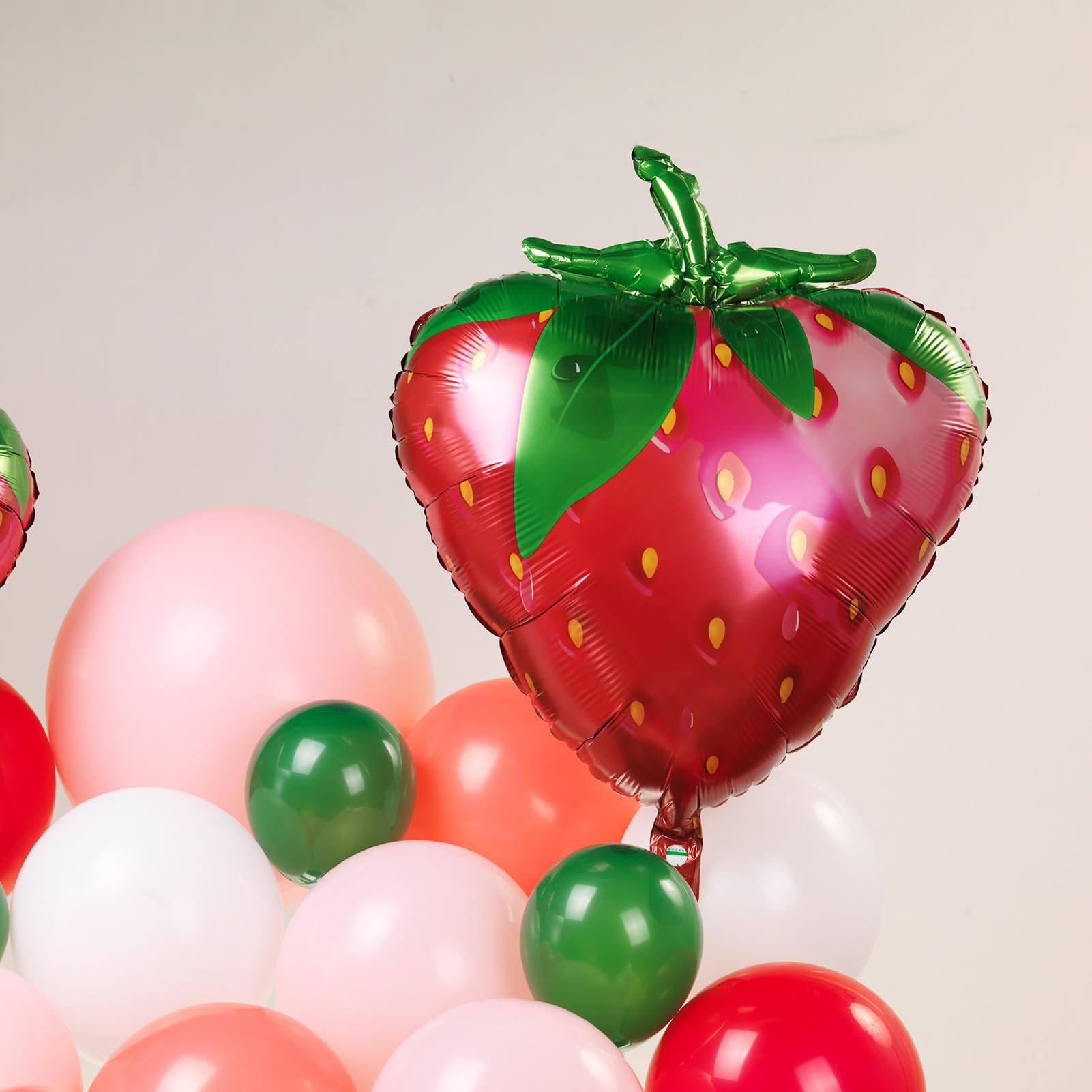 Red Pink Green Strawberry Balloon garland arch kit 130pcs with large mylar berry balloon for Sweet One baby girl fruit theme Berry first 1st Birthday Party Decorations