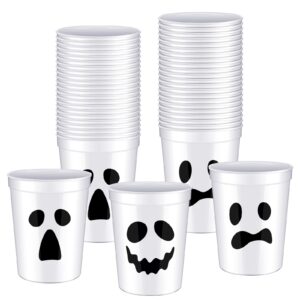 tanlade 48 pcs disposable halloween cups kids 16 oz plastic ghost cups halloween disposable cups halloween party plastic cups for drinking beverage beer juice soda snacks punch party decorations