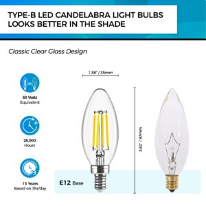 Hizashi E12 LED Bulb 60 Watt, Candelabra Light Bulbs Non-Dimmable 4000K Neutral White, 90+CRI 6W 600LM, B11 LED Chandelier Light Bulbs, UL Listed, 5 Pack