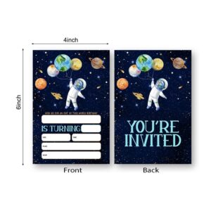 LoaHak Outer Space Birthday Party Invitations Card For Kids, Planets Rocket Ship Party, Astronaut Birthday Invitation. (073)